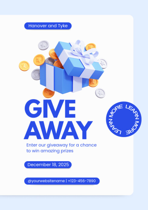 White & Blue Giveaway A4 Template | PosterMyWall