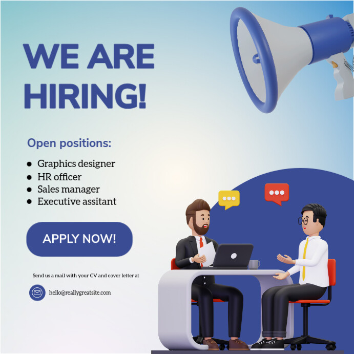 Copy of White & Blue Illustrative We Are Hiring Instagram Post ...