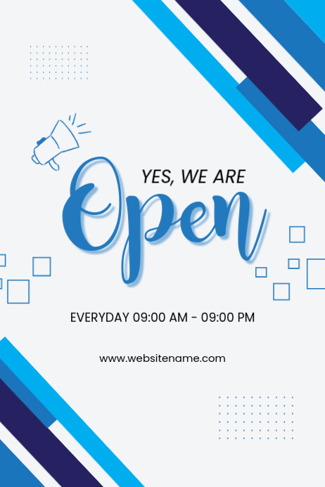 White & Blue We Are Open Poster Template | PosterMyWall