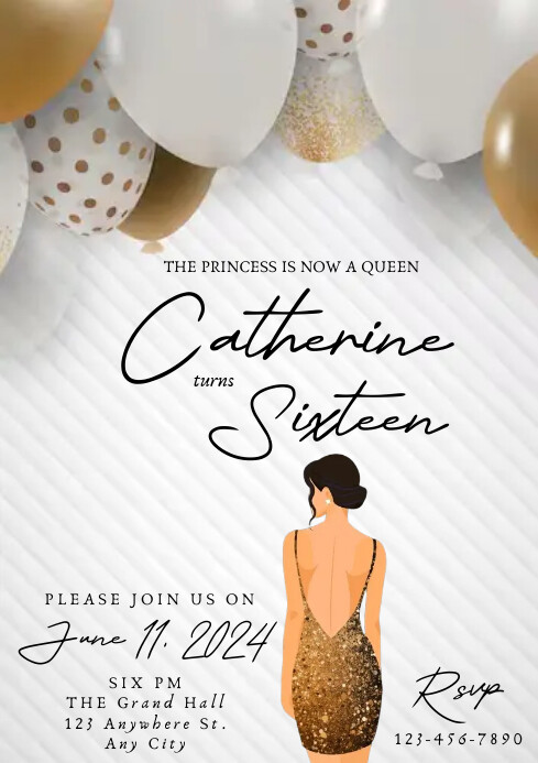 White & Gold - Birthday Invitation Template | PosterMyWall