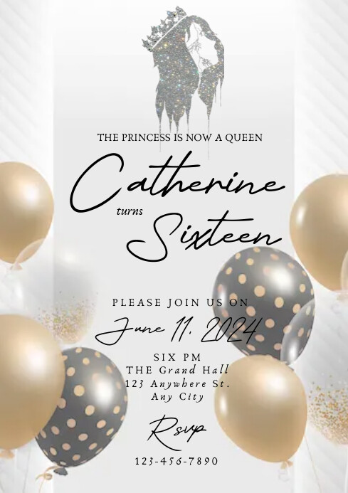 White & Gold - Birthday Invitation Template | PosterMyWall