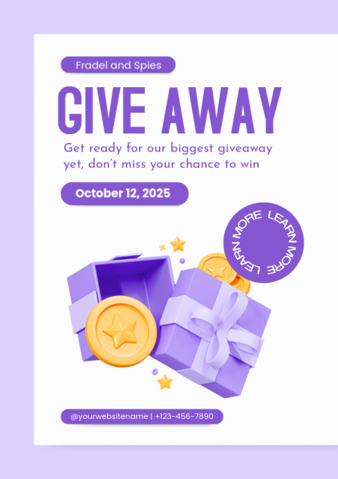 White & Purple Giveaway A4 Template | PosterMyWall