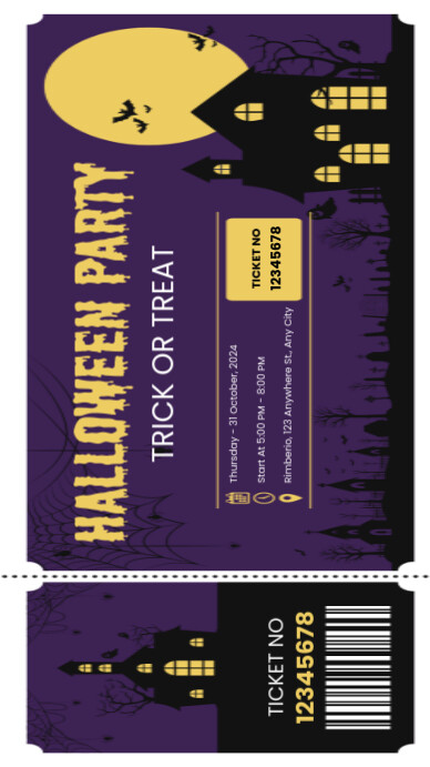 White & Purple Halloween Ticket Instagram Story Template | PosterMyWall