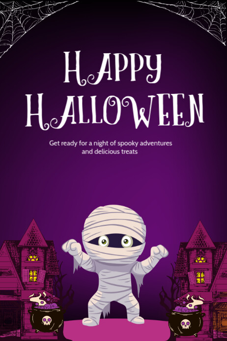 White & Purple Simple Happy Halloween Poster Template | PosterMyWall