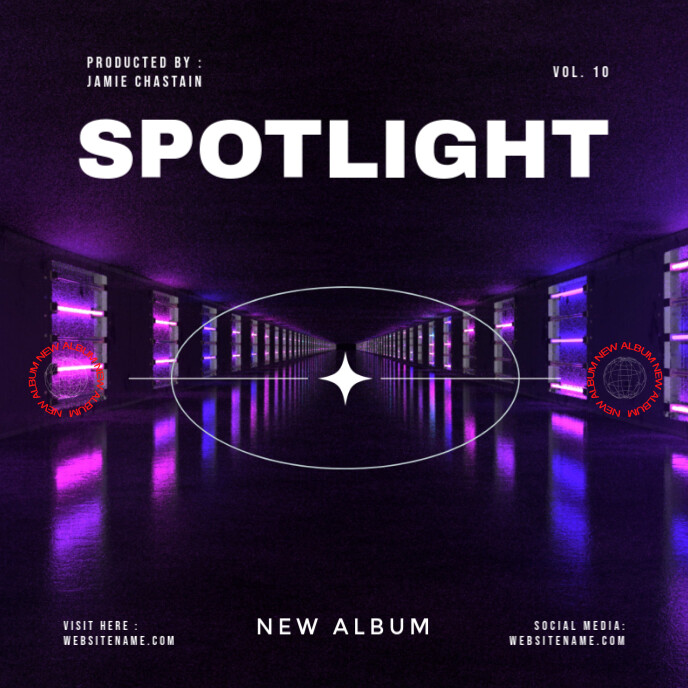 White & Purple SPOTLIGHT Album Cover Template | PosterMyWall