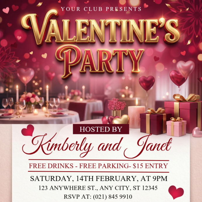 White & Violet Valentine's Day Party Instagram Post Template | PosterMyWall
