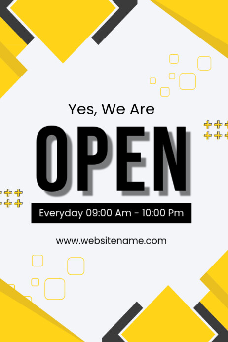 Copy of White & Yellow We Are Open Poster | PosterMyWall