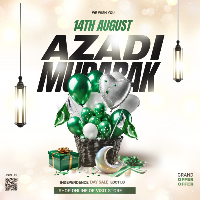 White 14th August Sale Instagram Post Modelo | PosterMyWall