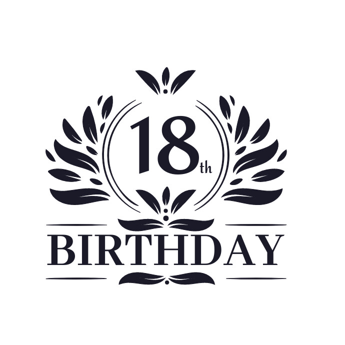White 18 Years Birthday Logo/18 Celebration/ Template | PosterMyWall