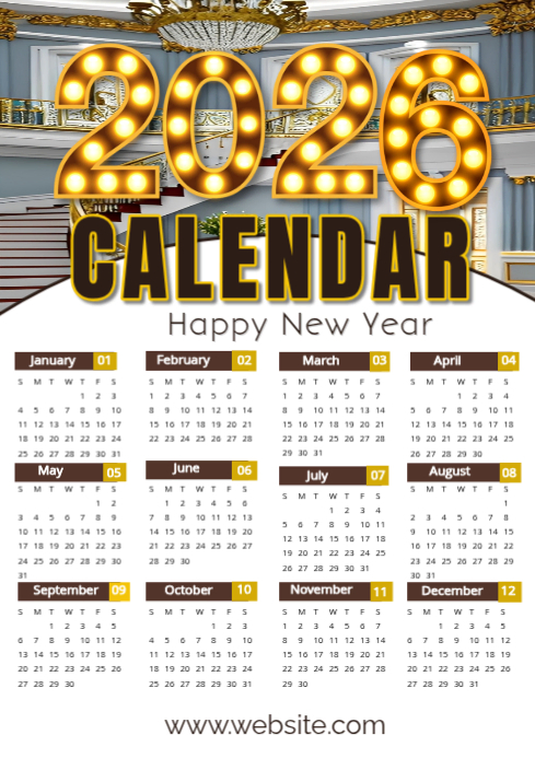 White 2026 Calendar A4 Template | PosterMyWall