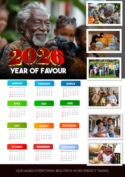 White 2026 Wall Calendar A3 Template | PosterMyWall