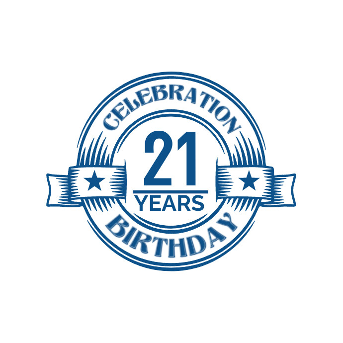 White 21st Birthday Logo/circle/elegant/cele Template | PosterMyWall