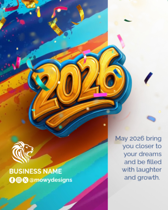 White 3d 2026 New Year Instagram Portrait Template | PosterMyWall