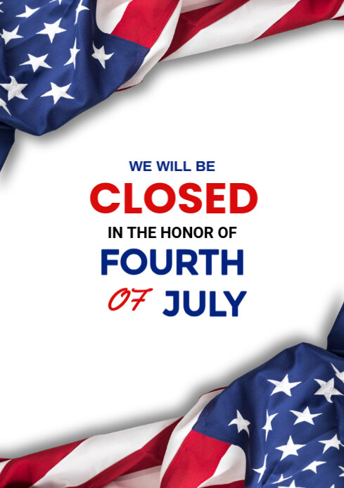 White 3d 4th Of July Close A4 Templat | PosterMyWall