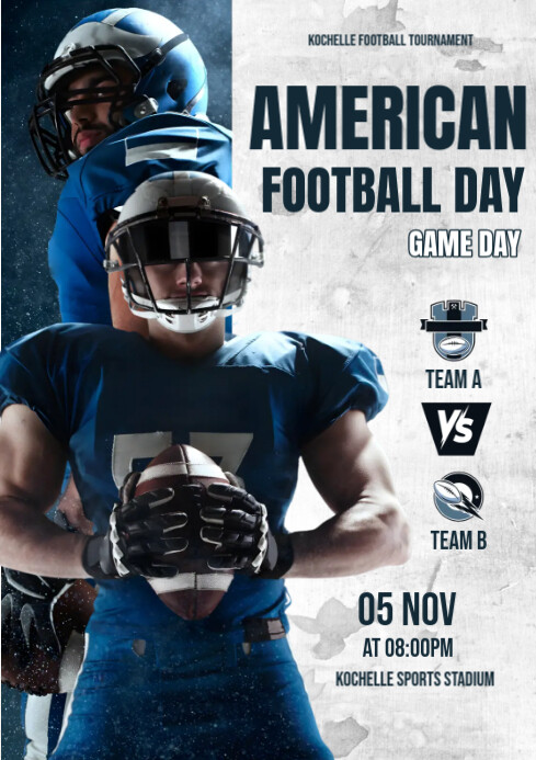 White 3d American Football Day A4 Template | PosterMyWall