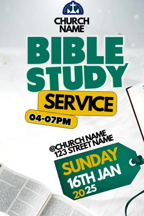 Plantilla de White 3d Bible Study Services Poster | PosterMyWall