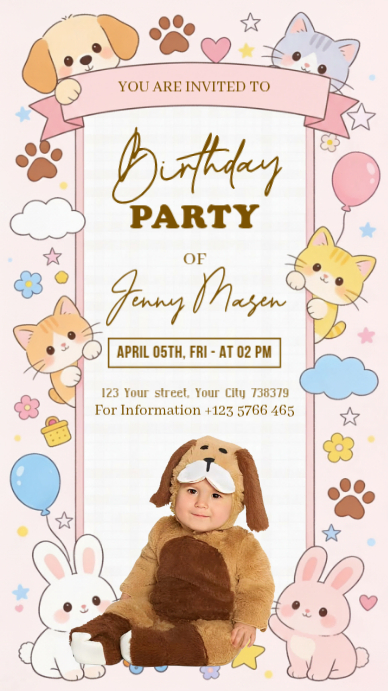 White 3d Birthday Party Invitation Instagram Story Template | PosterMyWall