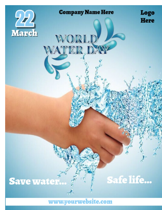 Plantilla de White 3d Blue World Water Day Flyer (us Letter) | PosterMyWall