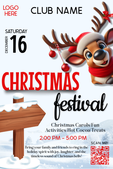White 3d Christmas Festival Banner 4' × 6' Template | PosterMyWall