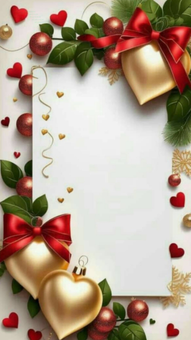 Plantilla de White 3d Christmas Love Golden Heart Border Frame ...