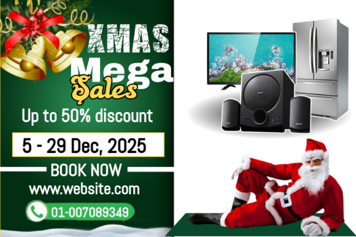 White 3d Christmas mega sales ads poster template | PosterMyWall