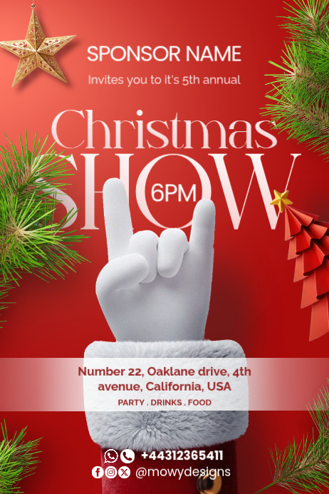 White 3d Christmas Show Poster Template | PosterMyWall