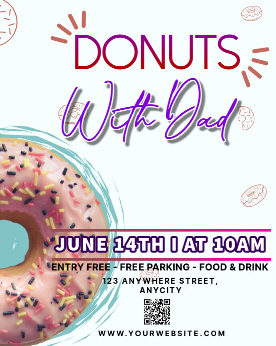 Copy of White 3d Donuts With Dad Instagram Portrait | PosterMyWall
