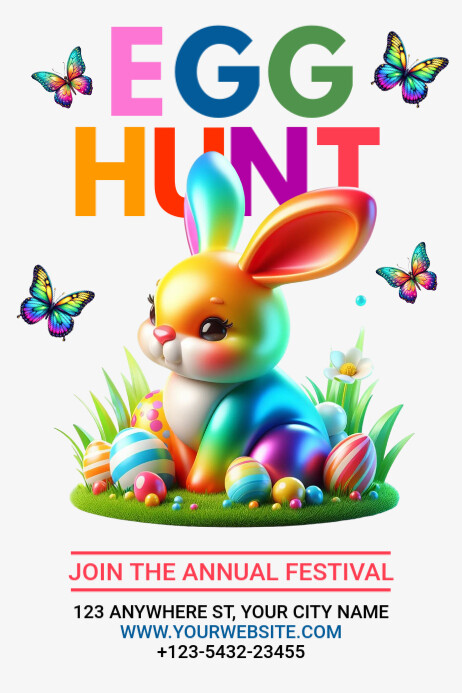 White 3d Easter Egg Hunt Poster Template | PosterMyWall