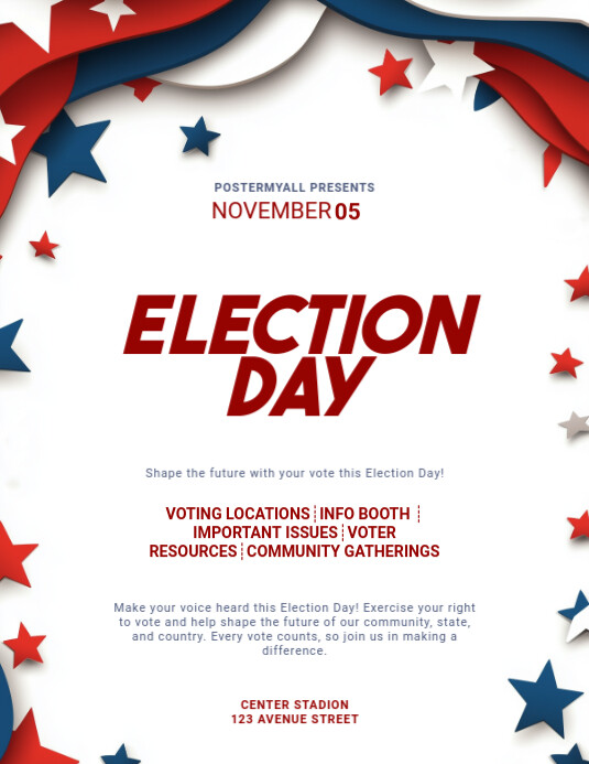 Copy of White 3d Election Day Flyer (us Letter) | PosterMyWall