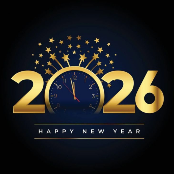 White 3d Elegant Gold Happy New Year 2026 Celebration Poster With Clock ...