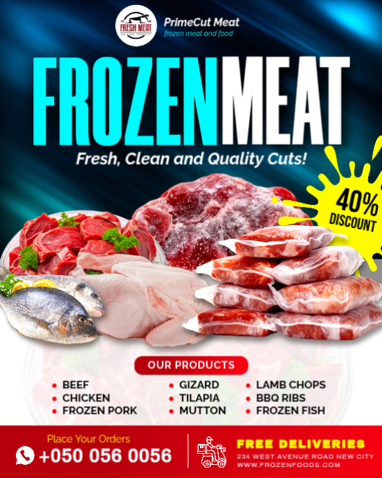 White 3d Frozen Meat Shop Chicken Beef Pork Seafood Chilled Preserved ...
