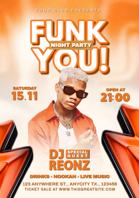 White 3d Funky Night Party A4 Template | PosterMyWall
