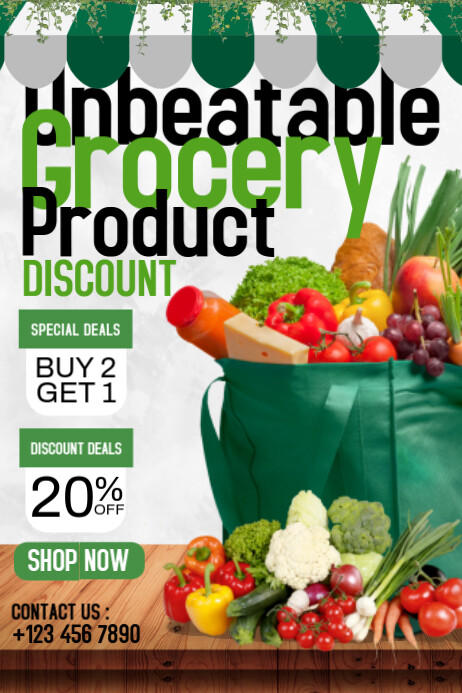 White 3d Grocery Product Poster Template | PosterMyWall