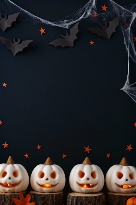 White 3d Halloween Pumpkin And Skull Frame Poster Template | PosterMyWall