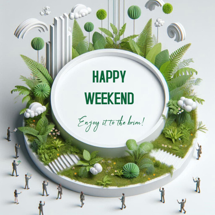 White 3d Happy Weekend Instagram Post Templat | PosterMyWall
