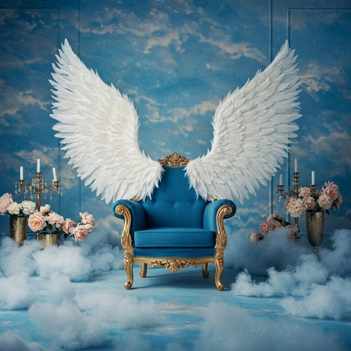 White 3d Heavenly Angel Wings Blue Throne Background Instagram Post ...