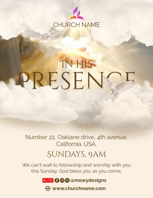 Copy of White 3d In His Presence Church Video Flyer (us Letter ...