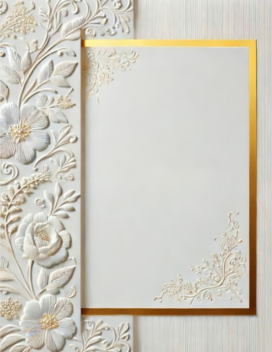 Plantilla de White 3d Ivory Floral Embossed Frame With Gold Border ...