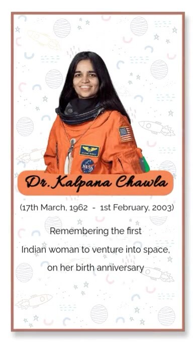 Copy of White 3d Kalpana Chawla Day Instagram Reel | PosterMyWall