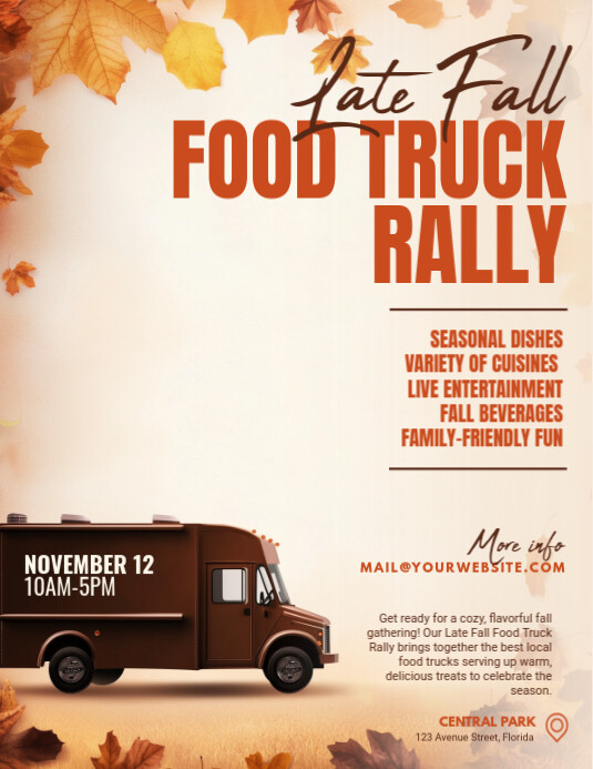 Copy of White 3d Late Fall Food Truck Rally Flyer (us Letter ...
