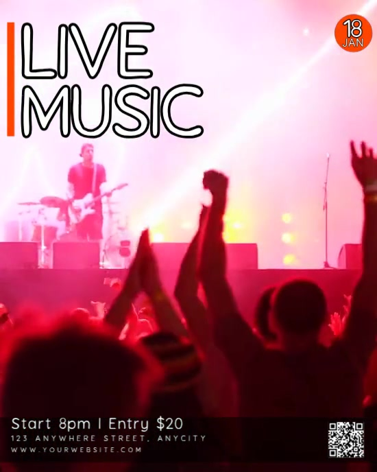 White 3d Live Music Instagram Portrait Template | PosterMyWall