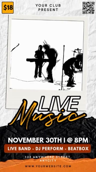 White 3d Live Music Reel Instagram Template | PosterMyWall