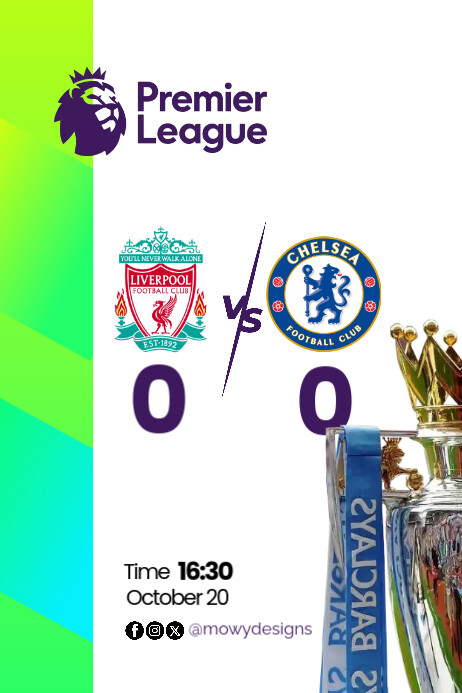 White 3d Liverpool Vs Chelsea Poster Template | PosterMyWall