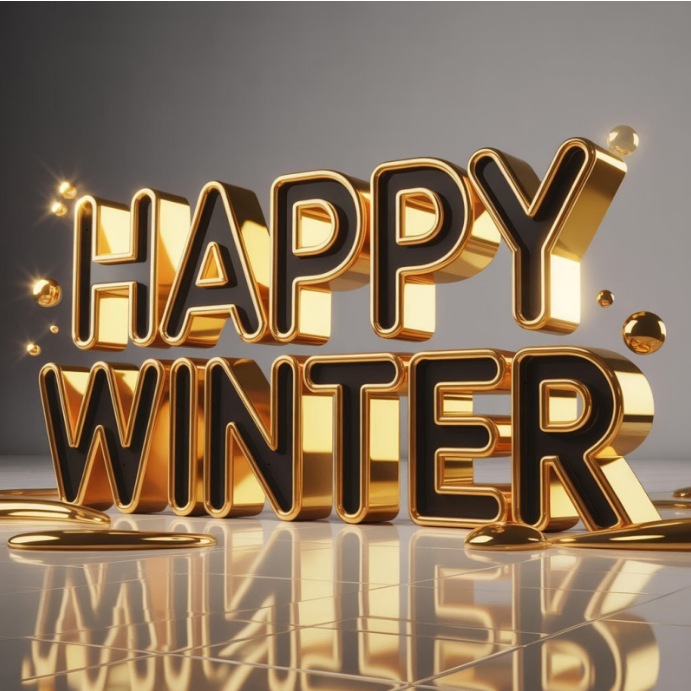 White 3d Luxury Happy Winter 3d Gold Text Poster – Elegant Seasonal ...