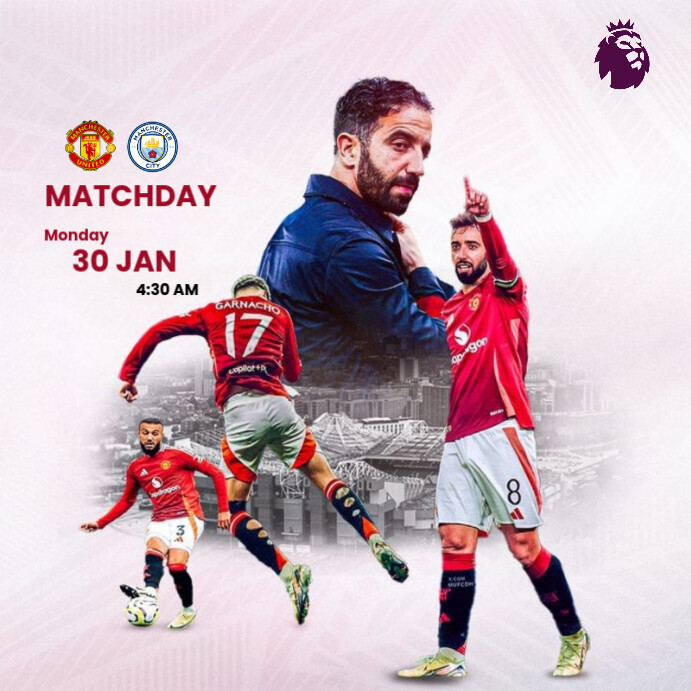 Copy of White 3d Manchester United Match Day Pos Instagram | PosterMyWall