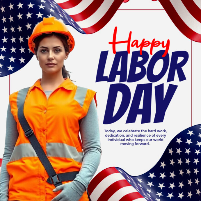 White 3D Maximalist Happy Labor Day Flyer for Social Media Instagram ...