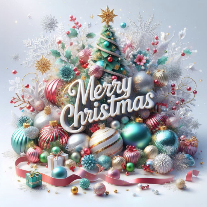 White 3d Merry Christmas Card Instagram Post Template | PosterMyWall