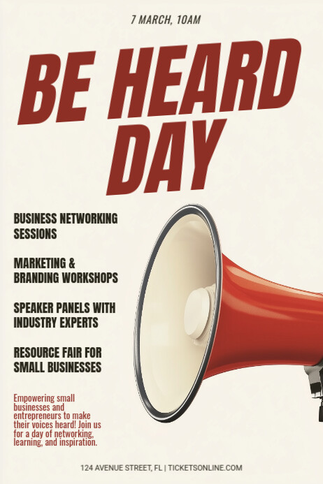 White 3d Modern & Minimal National Be Heard Day Poster Template ...