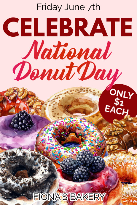 Plantilla de White 3D National Donut Day Poster Template P | PosterMyWall