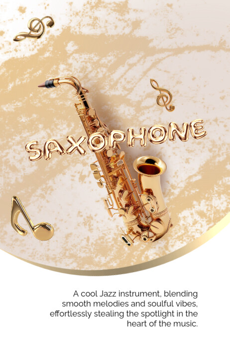 White 3d National Saxophone Day Poster เทมเพลต | PosterMyWall